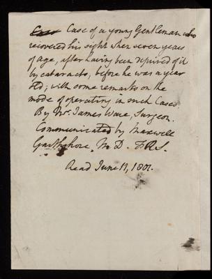 James Ware | The Royal Society: Science in the Making