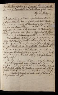 Thomas Simpson | The Royal Society: Science in the Making