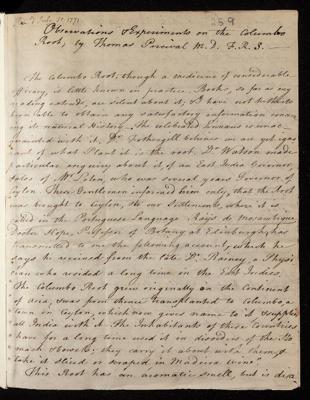 Thomas Percival | The Royal Society: Science in the Making