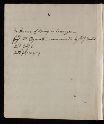 Richard Lovell Edgworth | The Royal Society: Science in the Making