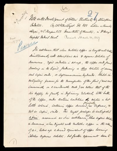 Charles Romley Alder Wright | The Royal Society: Science in the Making