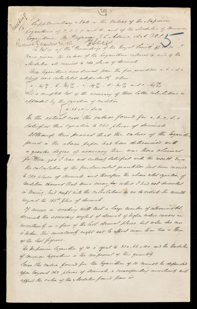 John Couch Adams | The Royal Society: Science in the Making