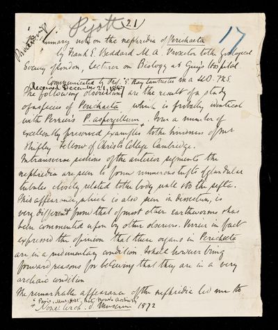 Frank Evers Beddard | The Royal Society: Science in the Making