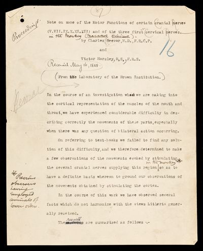 Victor Alexander Haden Horsley | The Royal Society: Science in the Making