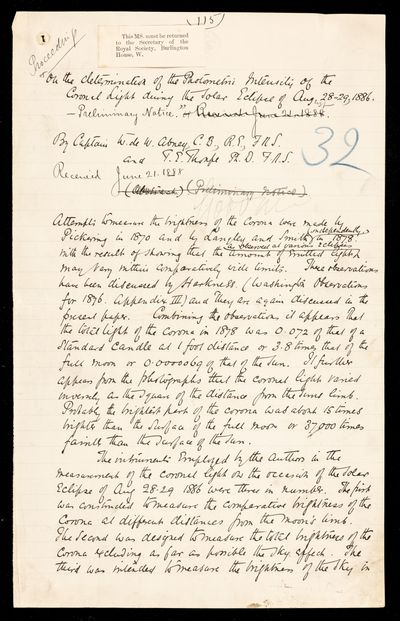 William de Wiveleslie Abney | The Royal Society: Science in the Making