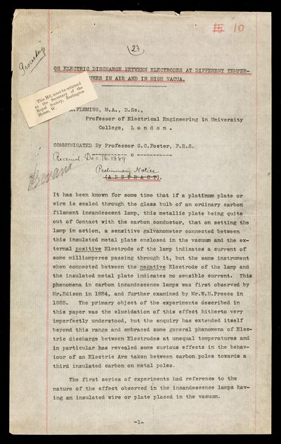 John Ambrose Fleming | The Royal Society: Science in the Making