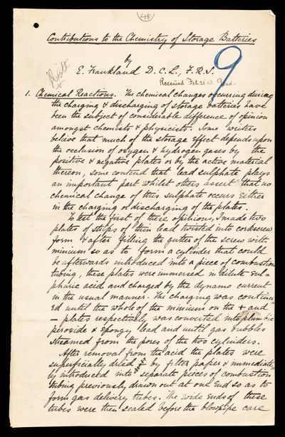 Paper, 'On the electrolysis of dilute sulphuric acid and other hydrated salts' by John Hall ...