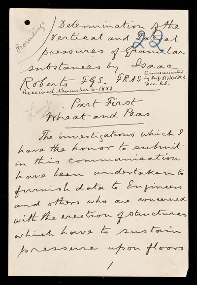 Isaac Roberts | The Royal Society: Science in the Making