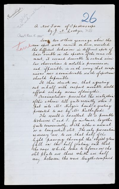 Joseph Norman Lockyer | The Royal Society: Science in the Making