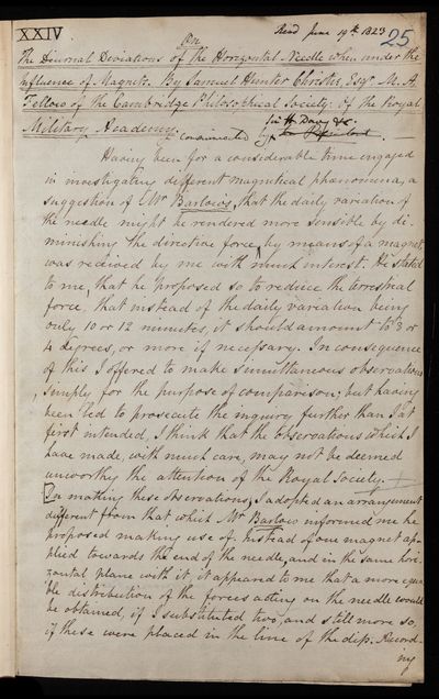 Samuel Hunter Christie | The Royal Society: Science in the Making