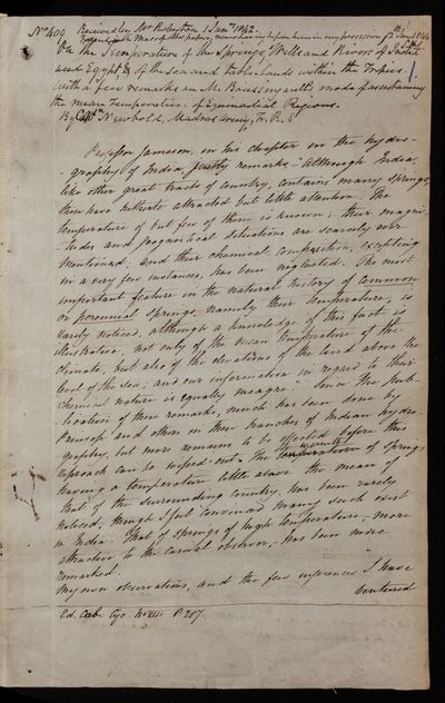 Thomas John Newbold | The Royal Society: Science in the Making