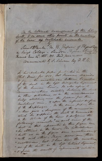 Lionel Smith Beale | The Royal Society: Science in the Making