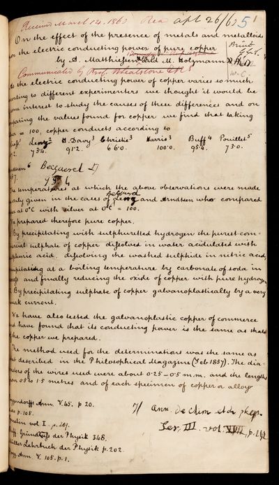 Augustus Matthiessen | The Royal Society: Science in the Making