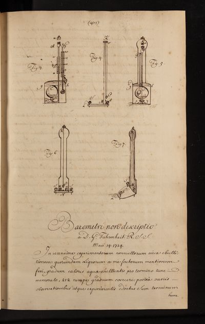 Paper, 'Barometri novi descriptio' [Description of a new barometer] by ...