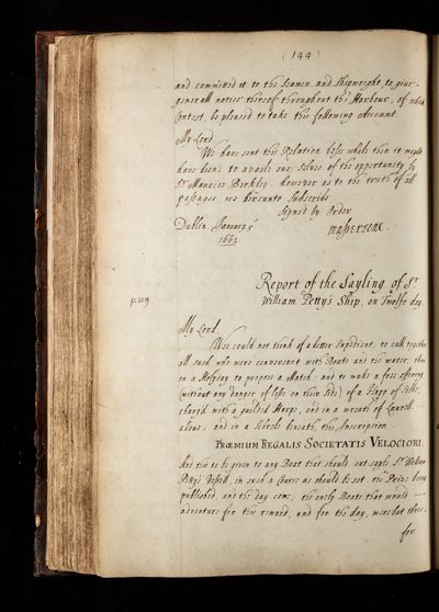 'Report of the Saileing of Sir William Pettys shipp on Twelfe day' by ...