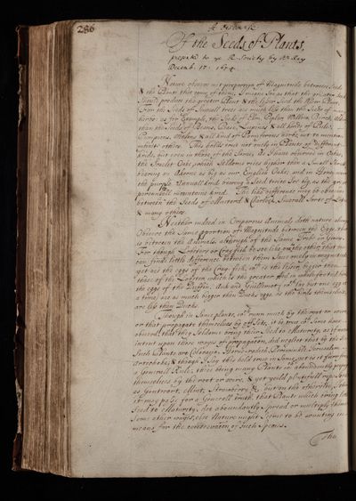 Paper, 'Of the seeds of plants' by John Ray | The Royal Society ...