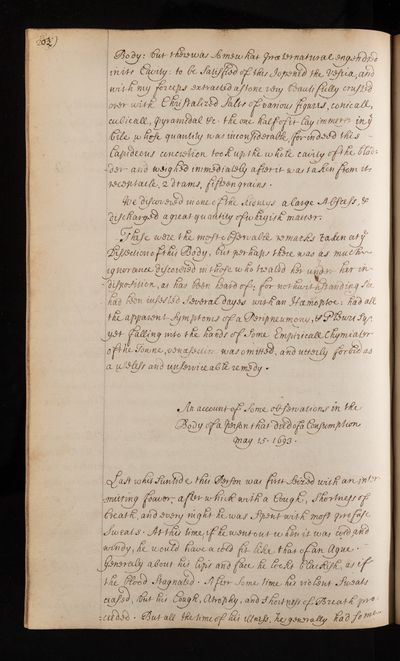 Papers, post-mortem of a man who died of consumption and of a woman who ...