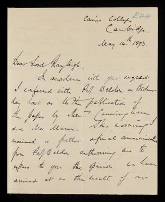 Referee's report by Walter Frank Rafael Weldon, on a paper 'On the ...