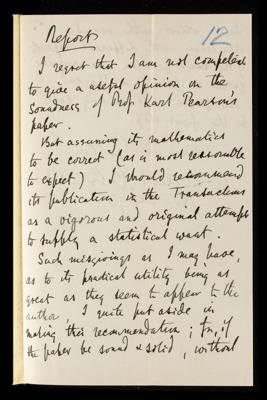 Referee's report by George Howard Darwin, on a paper 'Contributions to ...