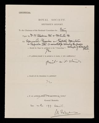 Frederick Frost Blackman | The Royal Society: Science in the Making