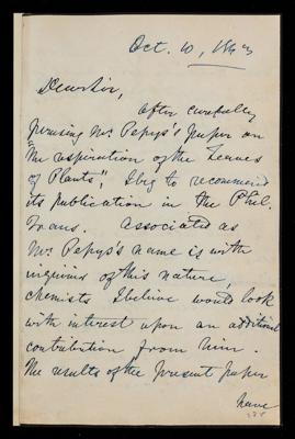 Referee's report by Charles Giles Bridle Daubeny, on a paper 'On the ...