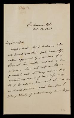 Letter from Robert Bentley Todd, on a paper 'Researches into the ...
