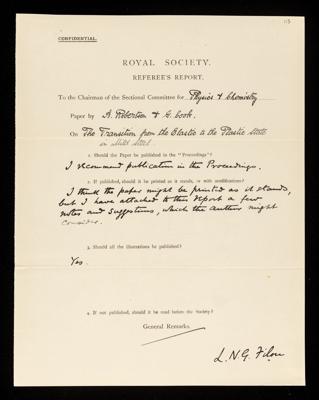 Louis Napoleon George Filon | The Royal Society: Science in the Making