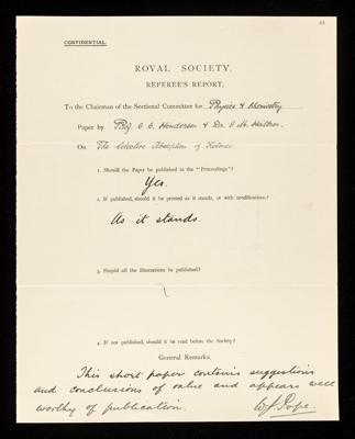 George Gerald Henderson | The Royal Society: Science in the Making