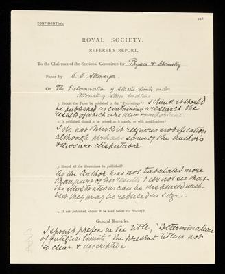 Referee's report by Bertram Hopkinson, on a paper 'The determination of ...