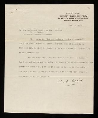 Thomas Renton Elliott | The Royal Society: Science in the Making