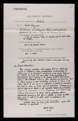 Referee's report by Vernon Herbert Blackman, on a paper 'The aloinae: a cytological study, with ...