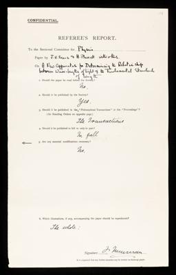 Referee's report by Alfred Fowler, on a paper 'A new apparatus for ...