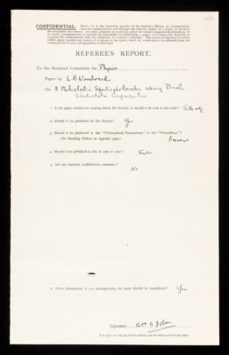 Referee's report by Gordon Miller Bourne Dobson, on a paper 'A ...