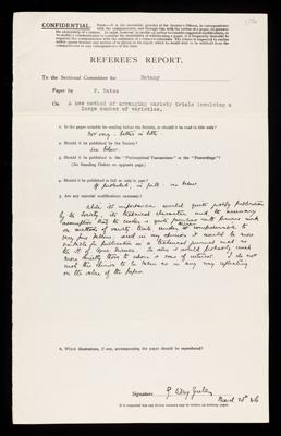 Frank Yates | The Royal Society: Science in the Making