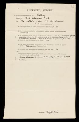 Referee's report by John Charles Grant Ledingham, on a paper 'The ...