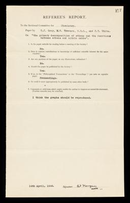 Referee's report by Christopher Kelk Ingold, on a paper 'The primary ...
