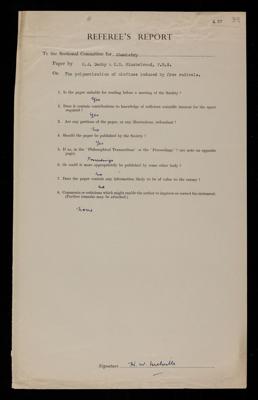 Harry Work Melville | The Royal Society: Science in the Making