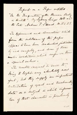 Sydney Ringer | The Royal Society: Science in the Making