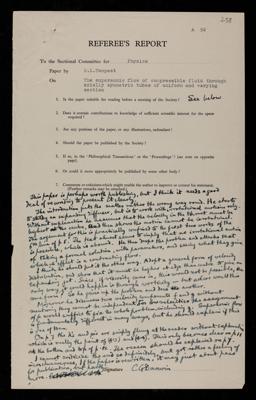 Referee's report by William George Penney, on a paper 'The supersonic ...