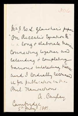 Referee's report by Henry John Stephen Smith, on a paper 'On Riccati's ...