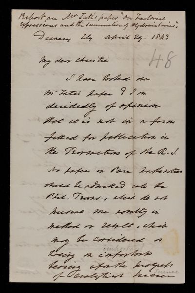 Referee's report by Benjamin Gompertz, on a paper 'On factorial ...