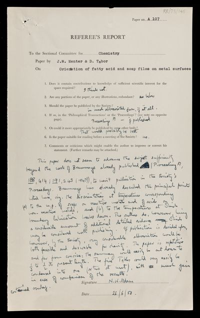 James Woodham Menter | The Royal Society: Science in the Making