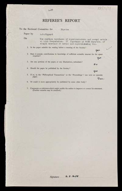 Alfred Brian Pippard | The Royal Society: Science in the Making