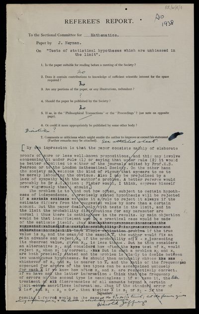Letter from [George] Udny Yule to Sir Frank [Edward] Smith, regarding a ...