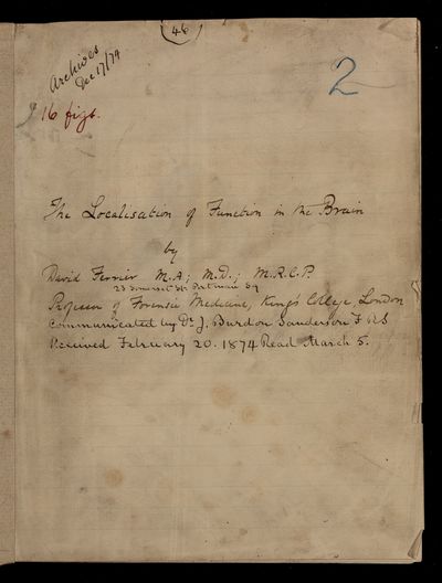 David Ferrier | The Royal Society: Science in the Making